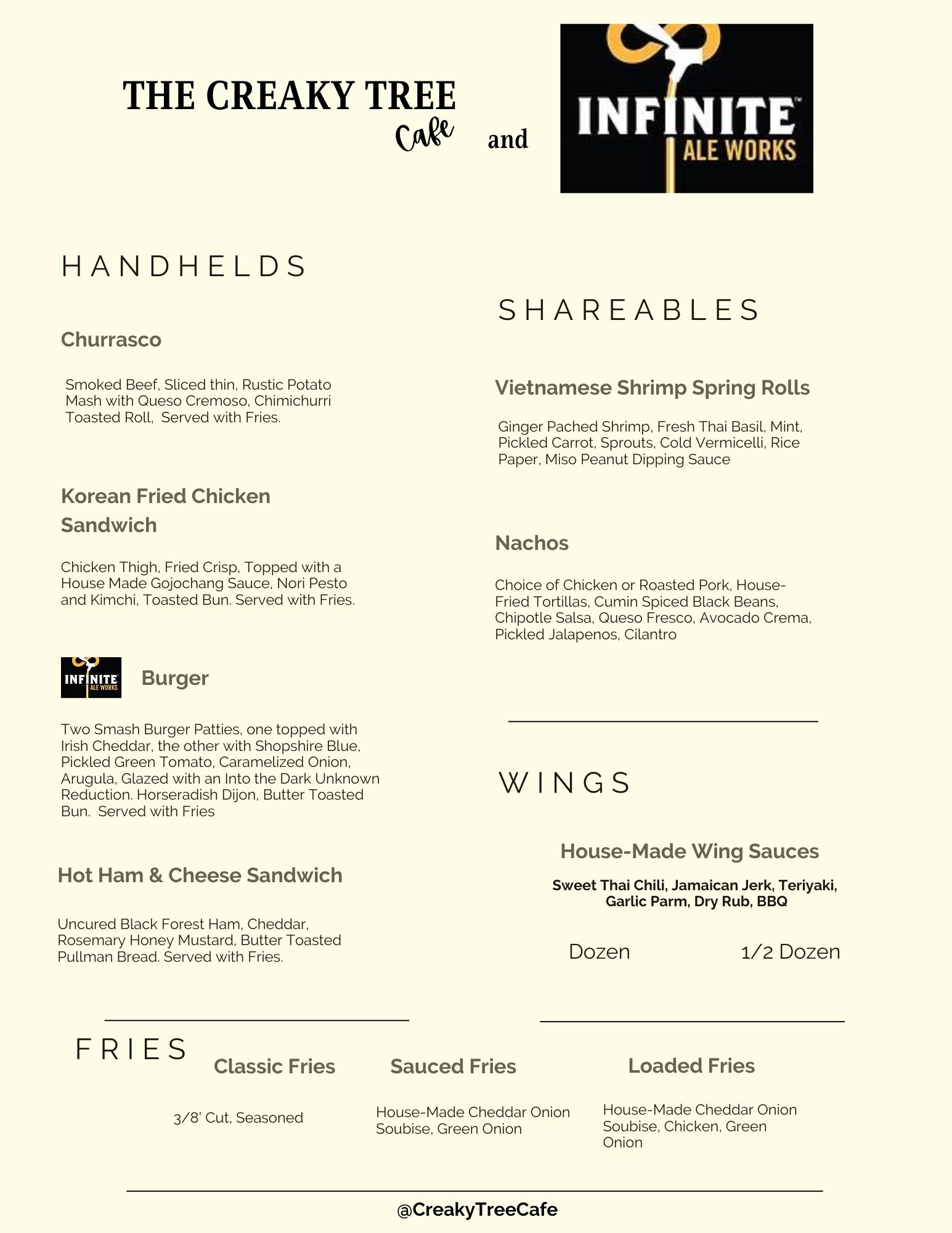 Menus – The Creaky Tree Cafe